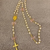 Handcrafted Prayer Rosary. Pink Butterfly Beads, Clear Crystals, Gold ...