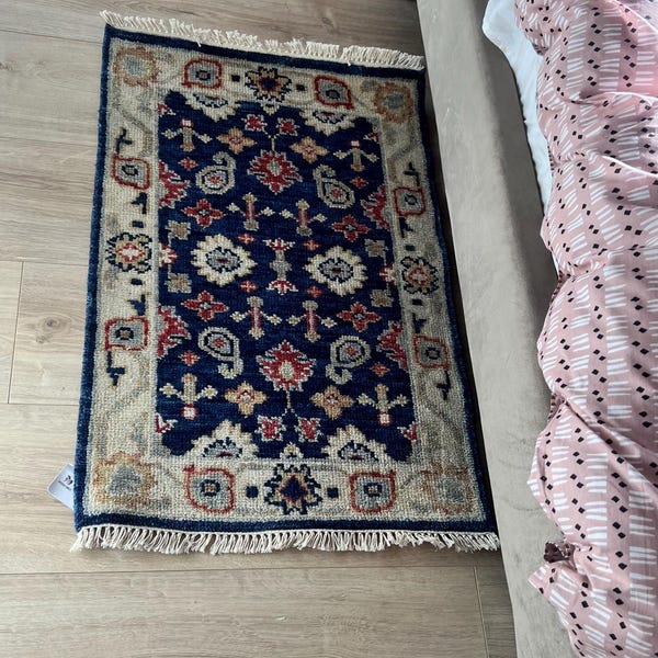 Handknotted Wool Oushak Rug: Dark Blue Turkish Starry Night Area Rug - Etsy