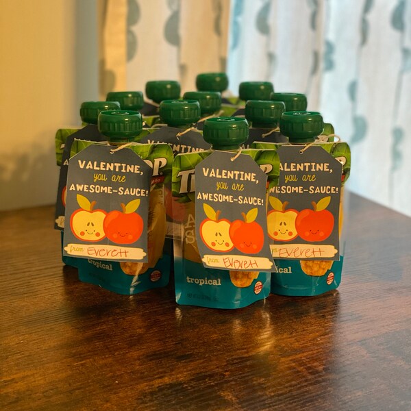 PRINTABLE Valentine, You Are AWESOME-SAUCE! Applesauce Pouch Tag ...