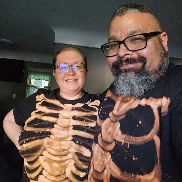 Skeleton Design T-shirt, Hand Painted Bleach Dyed, Size 2XL - Etsy