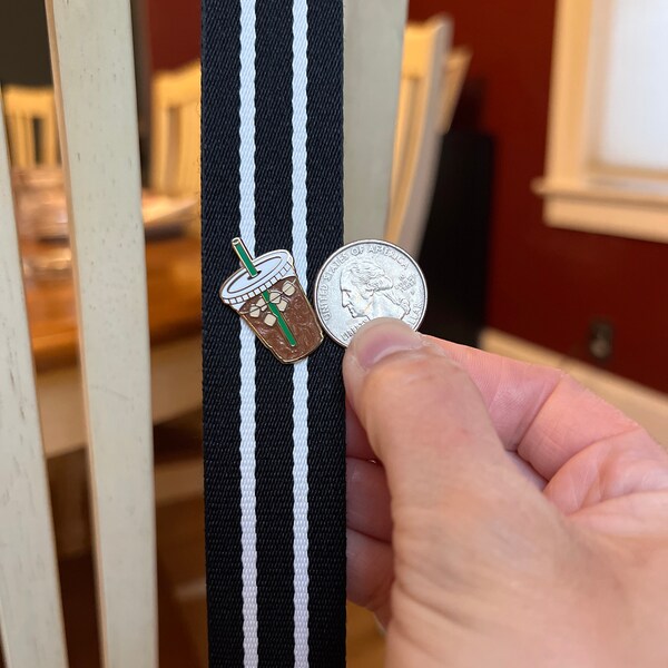 Iced Coffee Lapel Pin With Shimmering Milk Swirl - Etsy