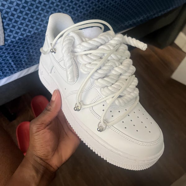 Matte Black Air Force 1 With Rope Laces Authentic AF1 Thick Rope Lace ...