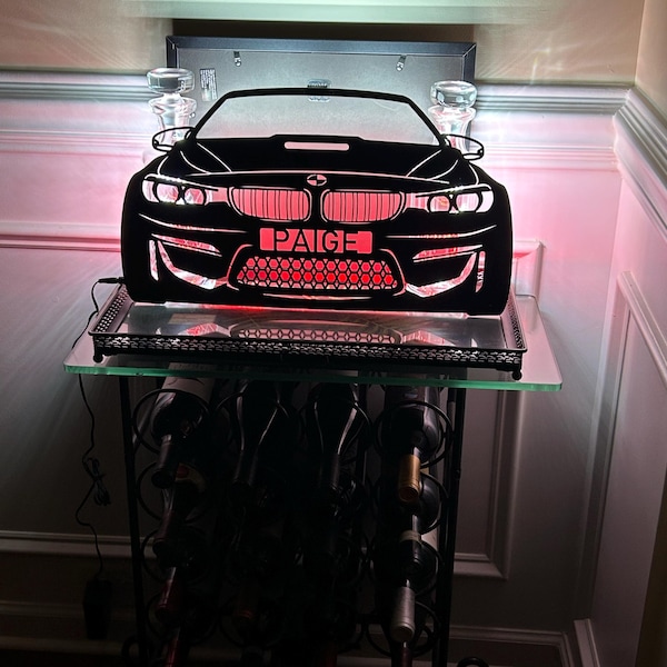 Metal LED Lighted Car Logo, Car Led Sign, Garage Accessories, Wall ...