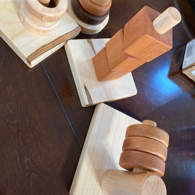 4 Montessori Dowel Toystoddler Stacking Set - Etsy