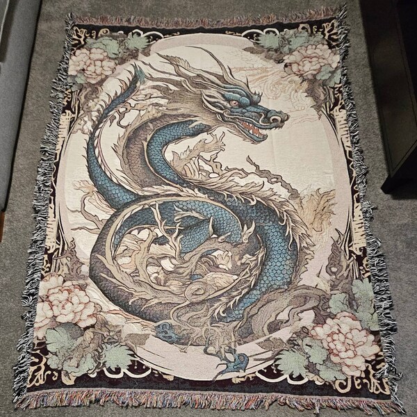 Medieval Stallion White Horses Throw Blanket Tapestry Vintage Woven ...