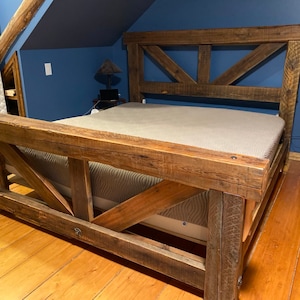 Timber Frame Trestle Bed Rustic Bed Big Timber Bed Queen - Etsy Australia