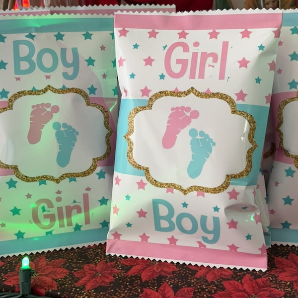 Gender Reveal, Boy or Girl Chip Bags Treats Digital File, Instant ...
