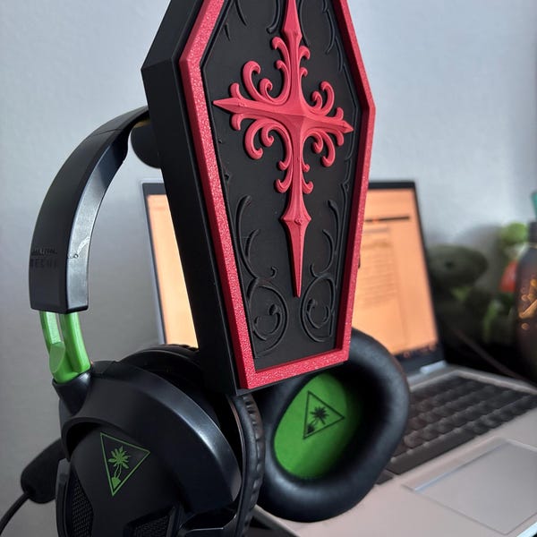 Coffin Headphone Stand: Goth Desk Decor - Halloween Gamer Headset ...