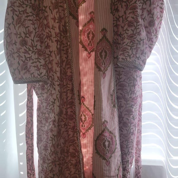 Handblock Print Reversible Quilted Robe| Jaipuri Print Free Size House ...