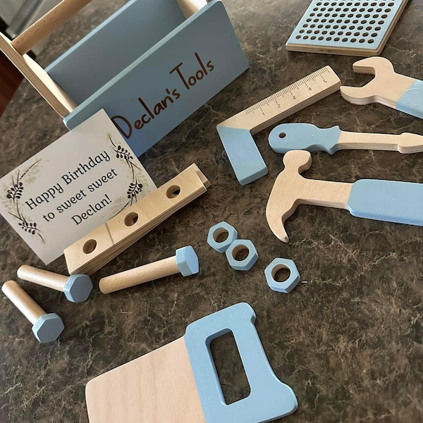 Wooden Kids Tools Box With Geoboard Personalized Baby Gift Toys for Boy ...