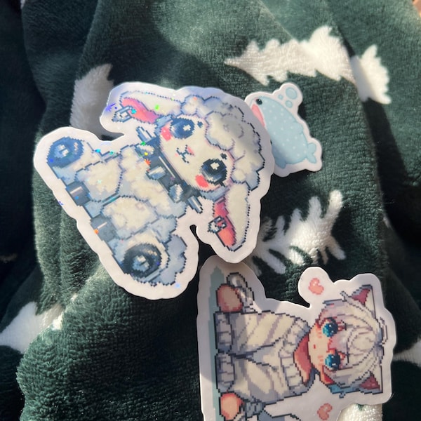 Goth Lamb Sticker - Holographic Lamb Sticker, Cute Pixel Art Punk Lamb ...