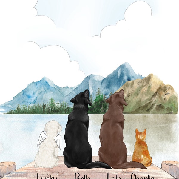 Personalized Dog Gift, Pet Portrait, Dog Lover Gift, Dog Illustration ...