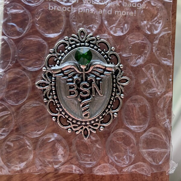 BSN Silver and White Nursing Pins Simple Pinning Ceremony Pin Vintage ...