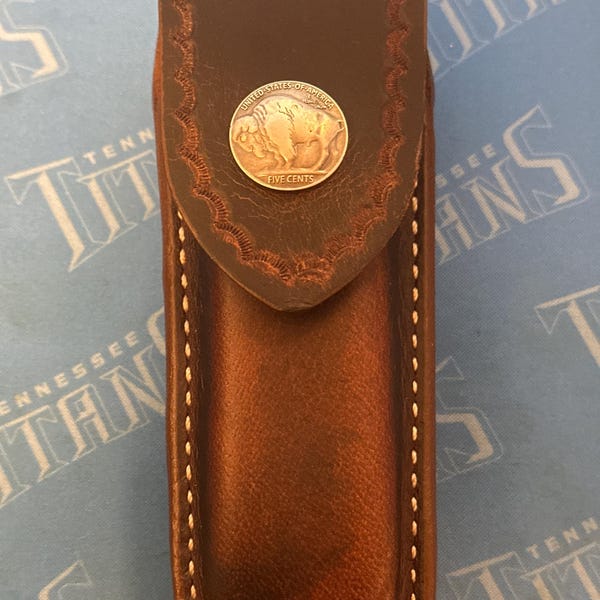 Buck 110 Horizontal Draw Leather Knife Sheath . Crazy Horse Brown ...