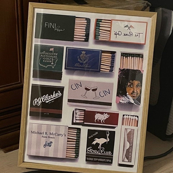 VINTAGE MATCHBOX PRINT, Trendy Matches Poster, Retro Matchbook Wall Art ...