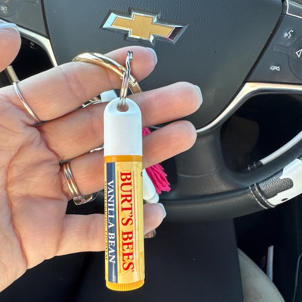 Glossier Brand Keychain Cap key Ring Included Chapstick and Lip Balm ...