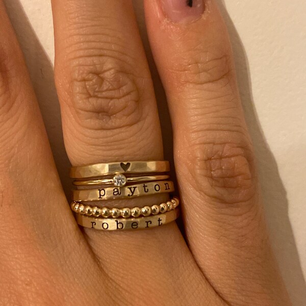 Thick Name Rings | Chunky Personalized Silver Name Rings | Stacked ...