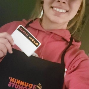 Adult Teen Dress up Set Dunkin' Donuts Apron, Hat, and 2 Name Tags ...