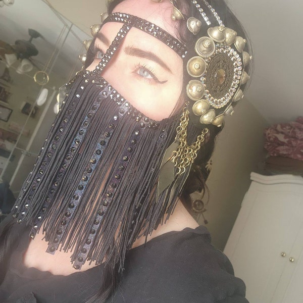 Tribal Fusion Headpiece, Tribal Fusion Bellydance, Red and Silver ...