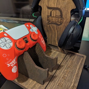 Wooden Headphones and Controller Stand, Personalized Gift, Headset ...
