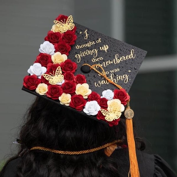 Graduation Cap Topper With 3D Roses, Sunflowers and Butterflies ...