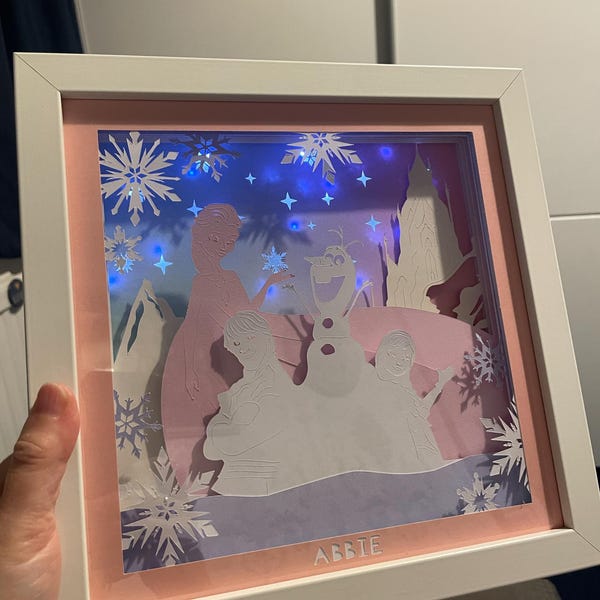 Frozen Lightbox SVG, Paper Cut Template Ai, Frozen Shadow Box Svg ...