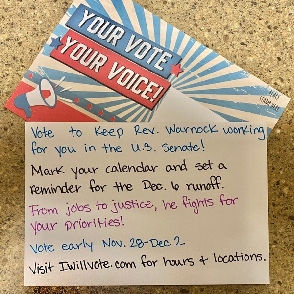 100 Bulk Voter Postcards 4x6” - Your Vote Your Voice, Red, White and ...