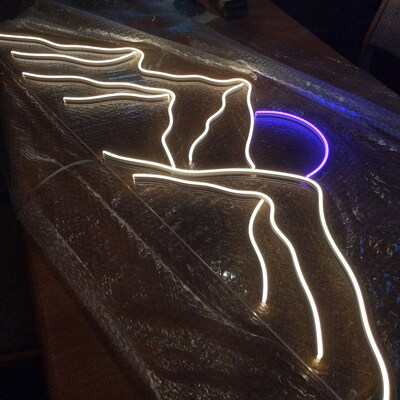 Mountain LED Neon Sign Customize Large Sunset Acrylic Wall Art ...