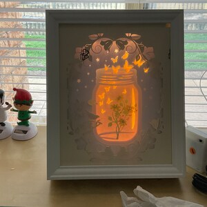 Flower Jar Shadow Box SVG Template, Fairytale Butterflies Papercut ...
