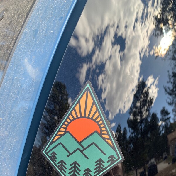 Mountain Scene Sticker | Water Bottle Decal | Car Window Decal | Laptop ...
