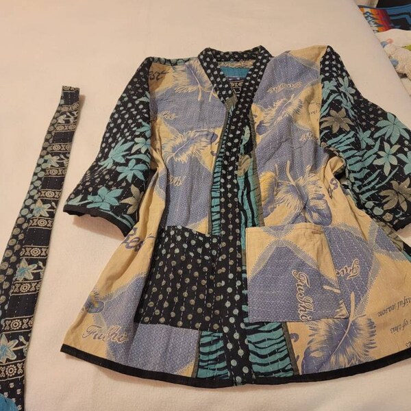 Indian Hand Block Print Quilted Jacket, Ladies Short Quilted Reversible Jacket, Flower Summer ...