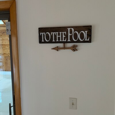 POOL, Pool Gifts, Pool Decor, Pool Sign With Arrow, Signs With Arrows ...