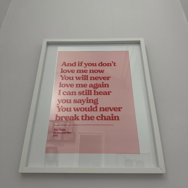 Custom Song Lyric Print | Music Poster | Wall Art | A5 A4 A3 ...