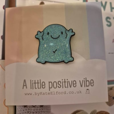 A Little Blob of Happiness Enamel Pin, Cute Pink Blob, Positive Enamel ...