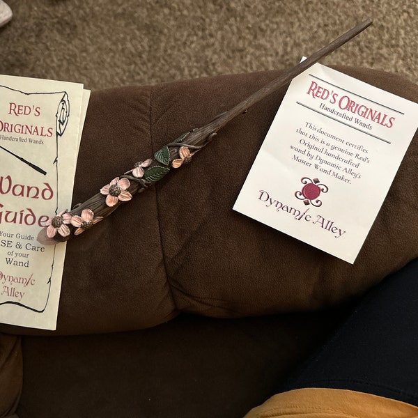 Rose Quartz Floral Wizard Wand: Handcrafted Wood Fantasy Wand - Etsy