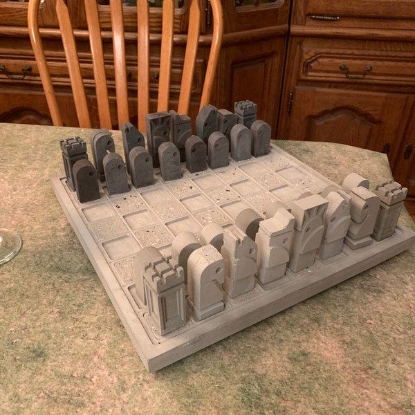 Concrete Brutalist Chess Set - Etsy