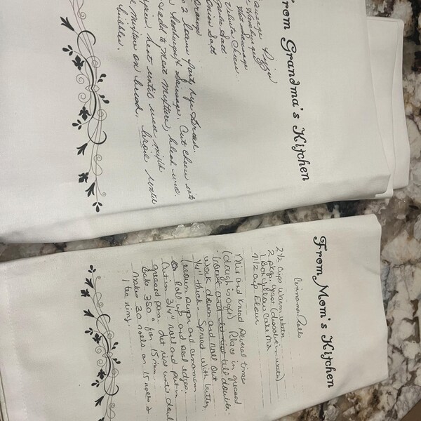 Custom Tea Towels/family Recipe Kitchen Towels/handwriting Recipe ...