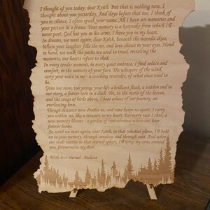 Wood Engraved Poem Custom Short Story or Poem With a Stand - Etsy