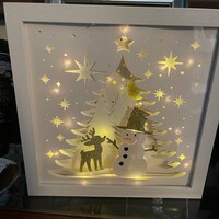 Snowman Frosty Deer Christmas Papercutting 3d Shadowbox Shadow - Etsy ...