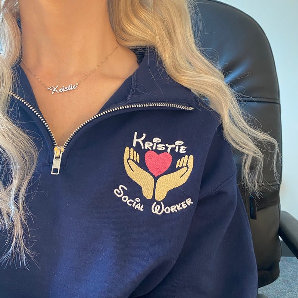 Monogrammed Social Worker Quarter Zip Pullover, Sweater for Social ...