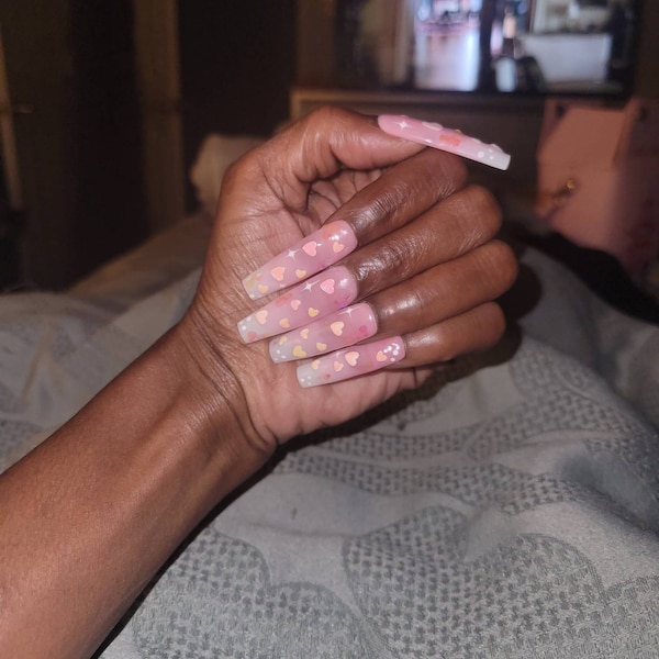 3D Blue Croc French Tip Press on Nails + Charms| Press on Nails| Long ...