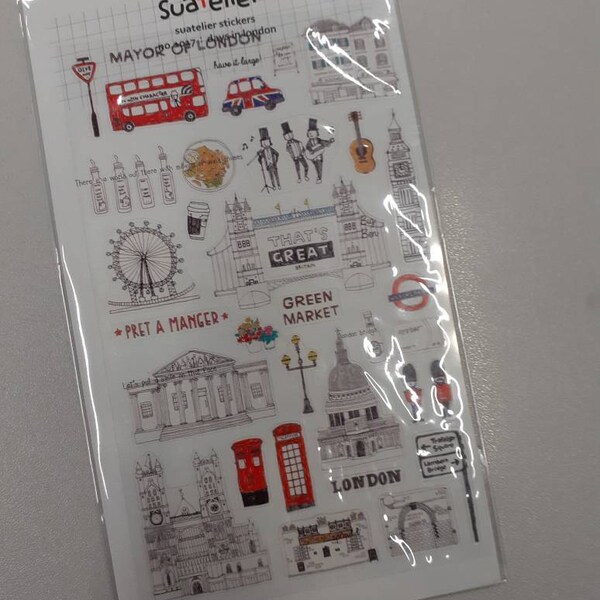 Suatelier London Themed Stickers, Large Vinyl Sticker Sheet, Great ...