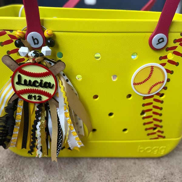 Personalized Custom Softball Bag Tag, Bogg Bag, Sports Bag Charm ...