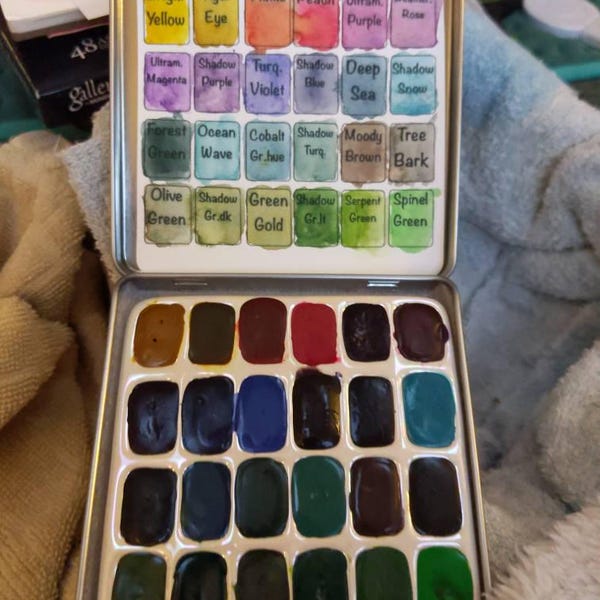Watercolor Palette Pastel Rainbow Ceramic Watercolor Pans Set of 12 ...