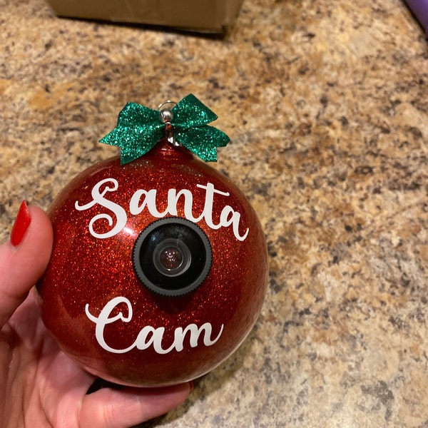 Santa Cam /elf Cam Ornament With Real Lens, Personalized Glitter ...