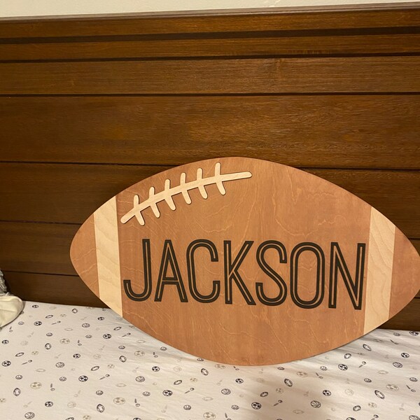 Wooden Football Name Sign Football Nursery Sign Sports Name Sign ...