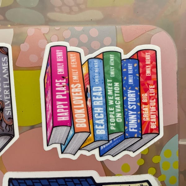 Happy Place Book Stack Sticker - Etsy