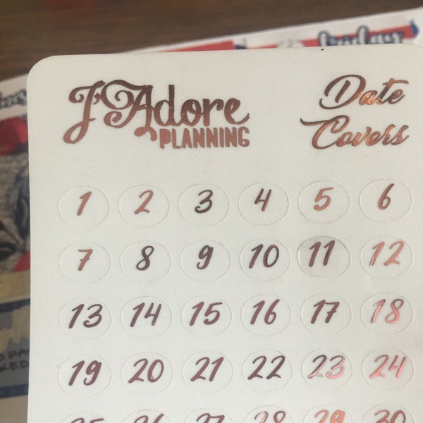 Foil Date Dots Planner Stickers, Foiled Clear Date Stickers for Erin ...