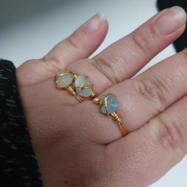 Gold and Silver Wire Wrapped Ring, Dainty Wire Wrapped Ring, Simple and ...