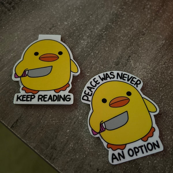 Chick Duck With Knife Magnetic Bookmark, Duck Meme Bookmarks, Handmade ...